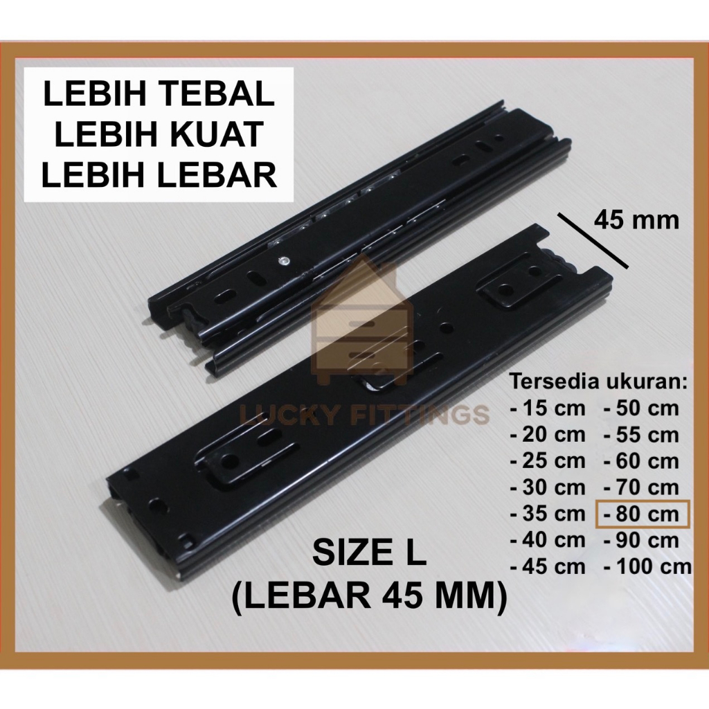 Jual Rel Laci 80 cm Double Track Baleno Ball Bearing Full Extension ...