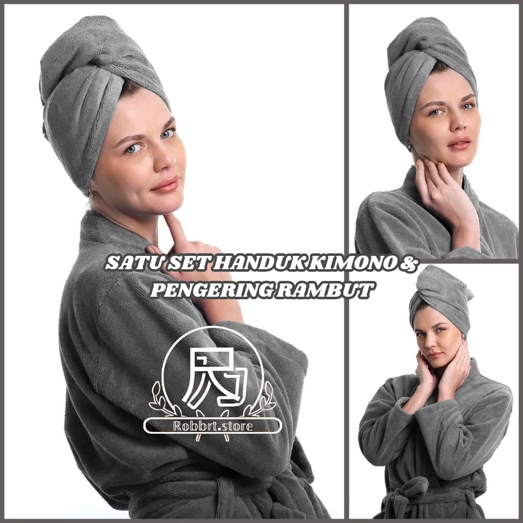 Jual Satu Set handuk kimono & Pengering Rambut Kualitas Grade A ...