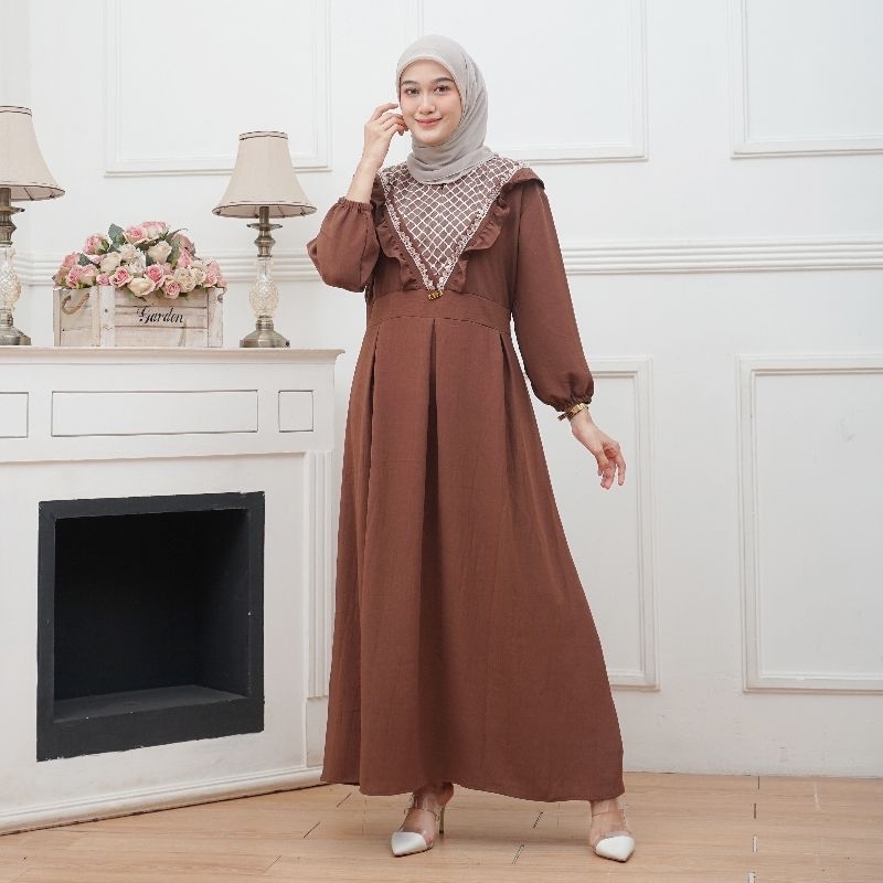 Jual SELLA DRES GAMIS CRINKEL AIRFLLOW MIX BURKAT KOMBINASI RENDA LD ...