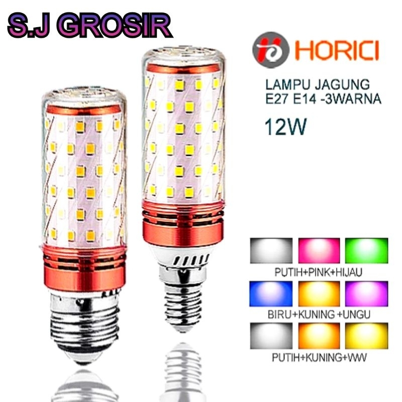Jual (ORI) HORICI Lampu Nge_cis bohlam led 3warna 12watt E27 E14 | Shopee Indonesia