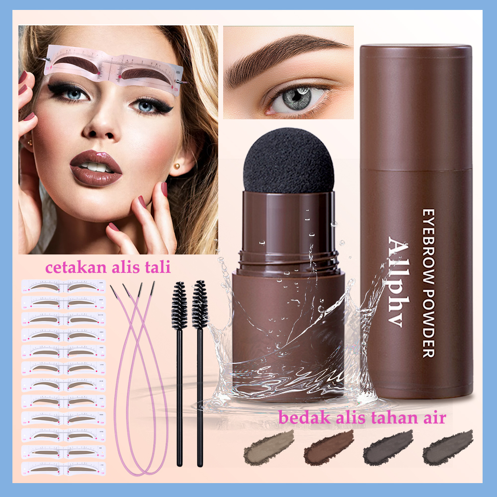 Jual 【Alis+Lip】Allphv Eyebrow Powder 4 Warna + Paket Box Lipstik 6 ...