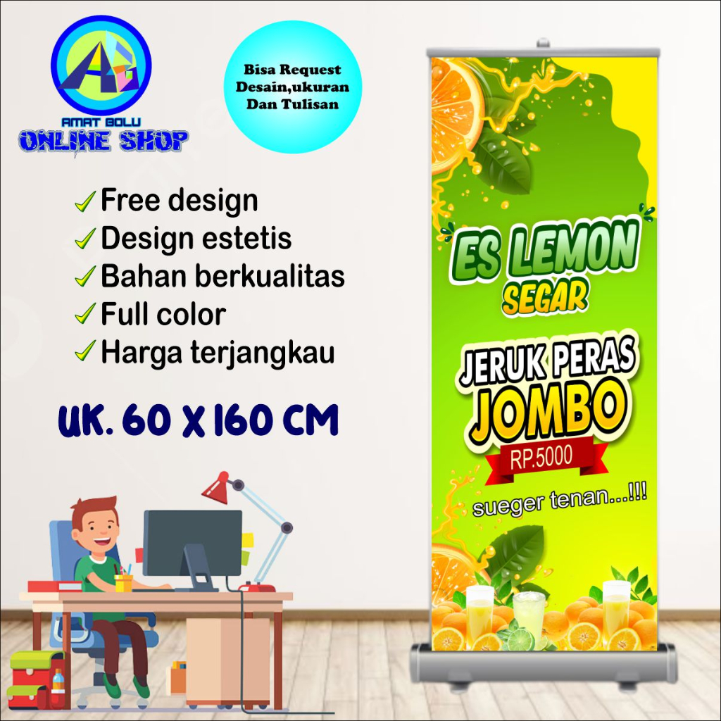Jual SPANDUK ES LEMON SEGAR & ES JERUK PERAS UKURAN 60X160 BISA REQUEST ...