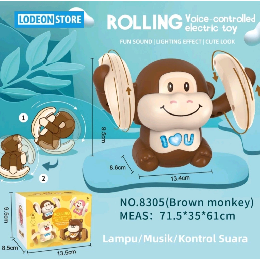 Jual Mainan Anak Rolling Monkey - Monyet Jungkir Balik Dengan Lampu dan ...
