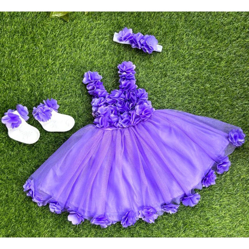 Jual (DRESSKIDS) LV DRESS ANAK FULL BUNGA CANTIK DRESS NATAL ANAK DRESS ...