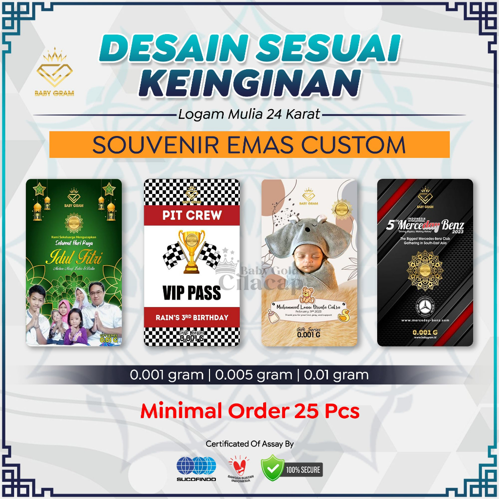 Jual Custom Souvenir Emas Logam Mulia 24 Karat Desain Sesuai Keinginan ...