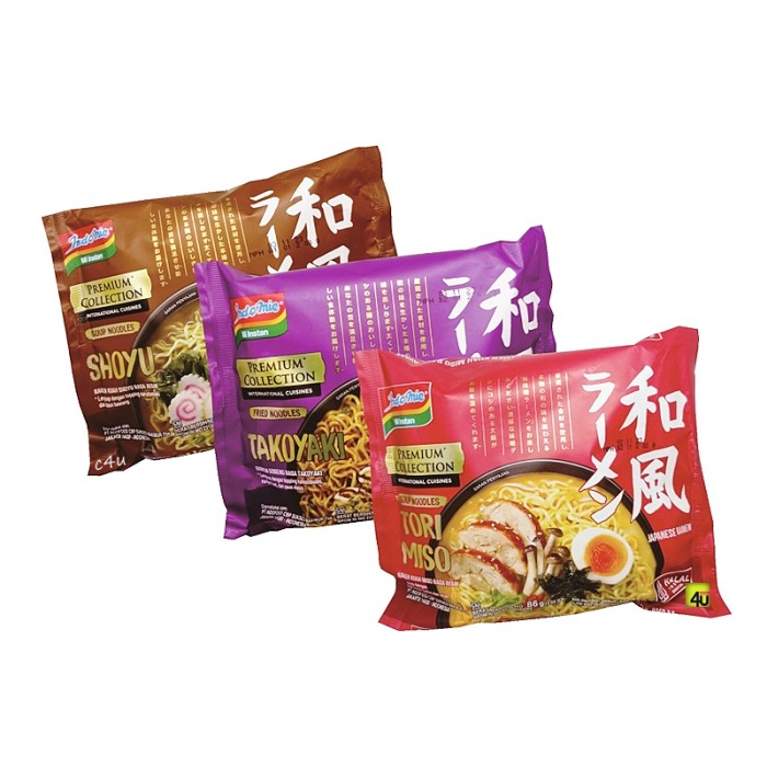 Jual INDOMIE Premium Jepang Shoyu Takoyaki Tori Miso - Mi Instan ...