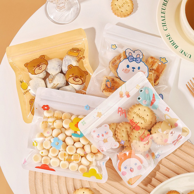 Jual （10 PC）PLASTIK COOKIES ZIPPER 13.5x13.5cm MOTIF AESTHETIC KARTUN ...