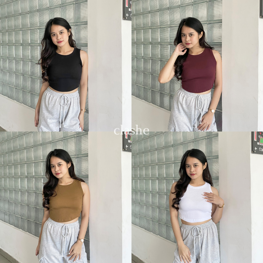 Jual Serena Tanktop Rib Baju Wanita Atasan Lengan Pendek Korean Style ...