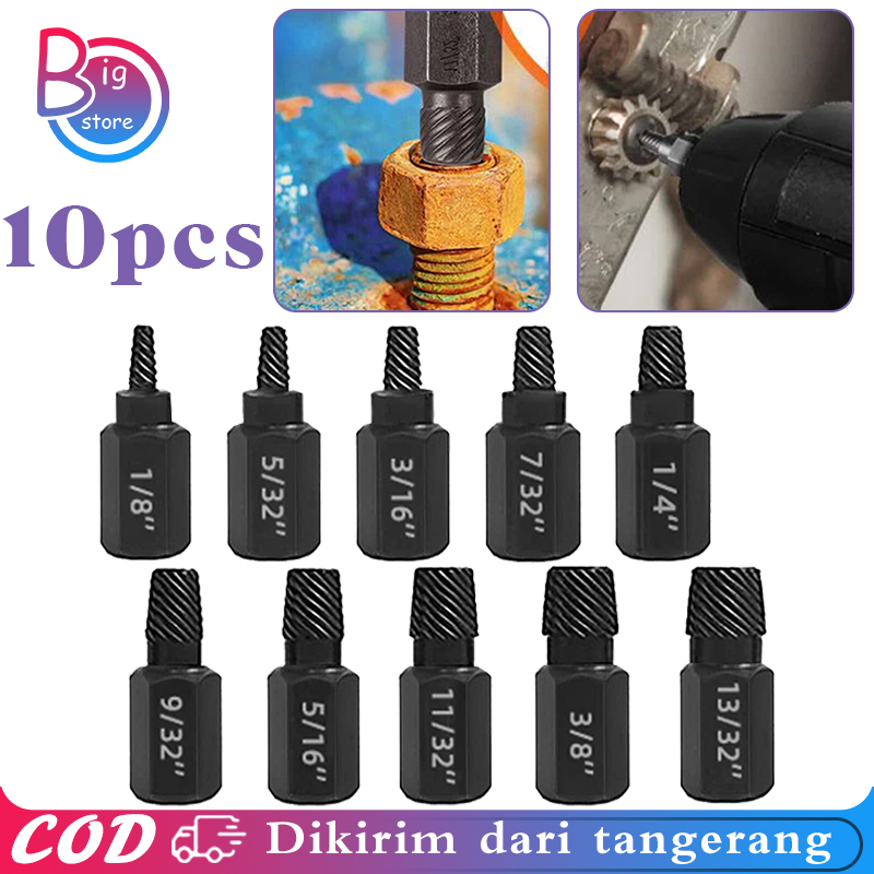 Jual 10pcs/Set Alat Pembuka Baut Patah Hexagon Screw Extractor Set Alat ...