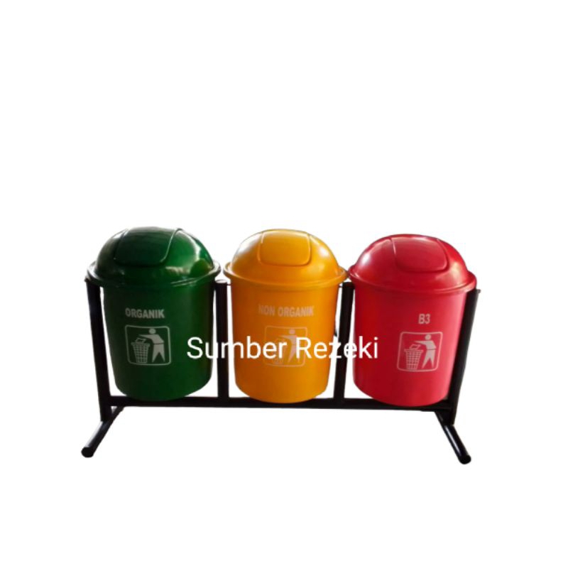 Jual Tempat tong sampah fiber 3 warna / tong sampah gantung 3 pilah ...