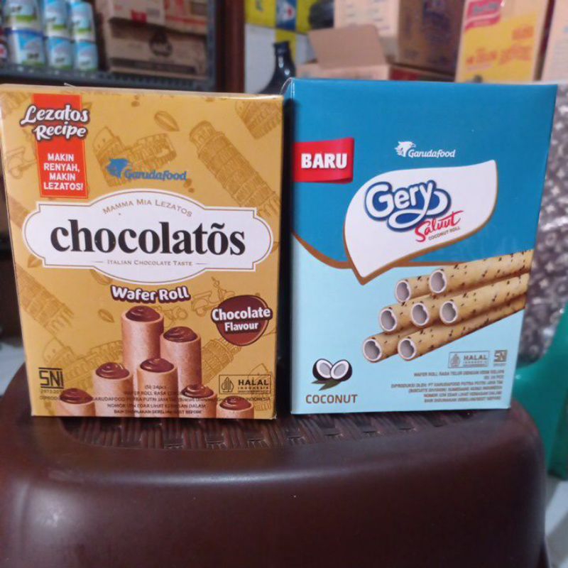 Jual Chocolatos/Gery Saluut Wafer Roll Krim_isi 24pc_Garuda Food ...