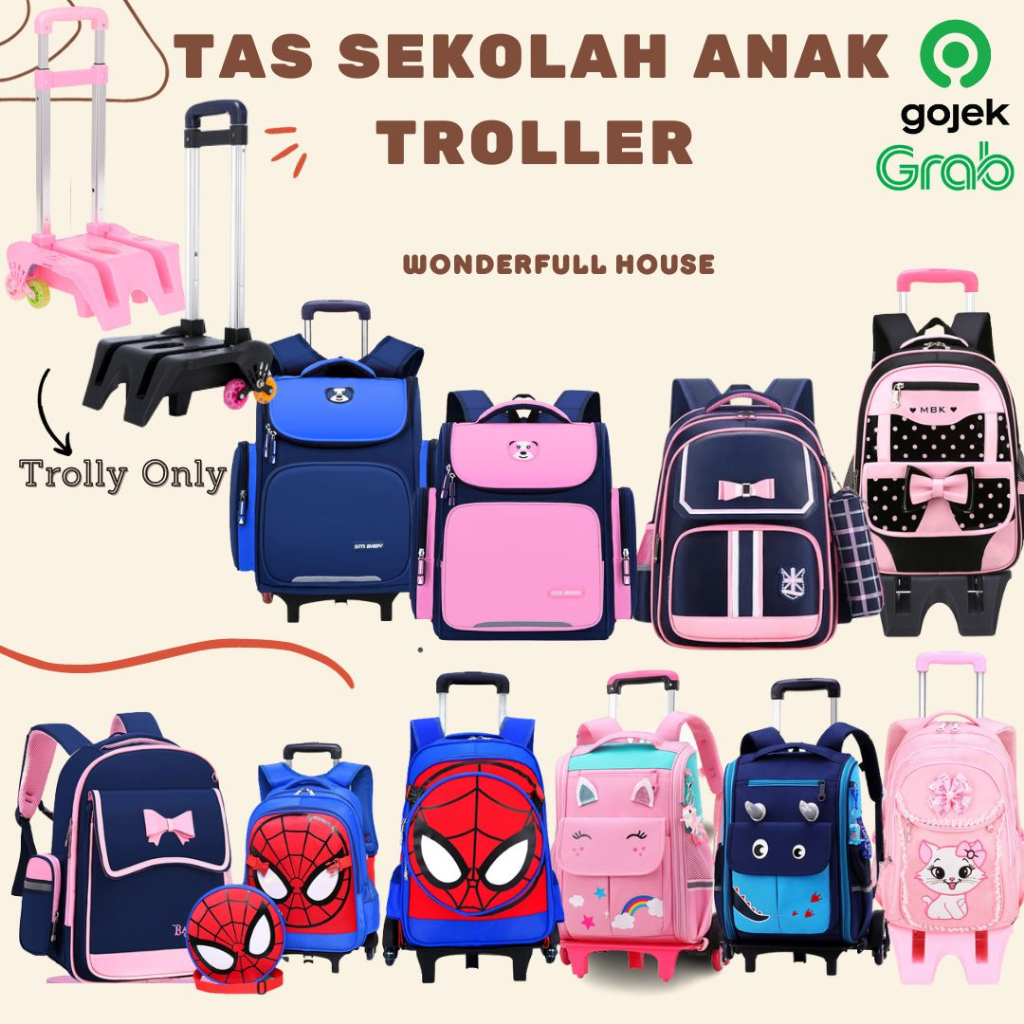 Jual Tas Ransel Anak Trolley Karakter Tas Troli Anak Sekolah Dorong ...