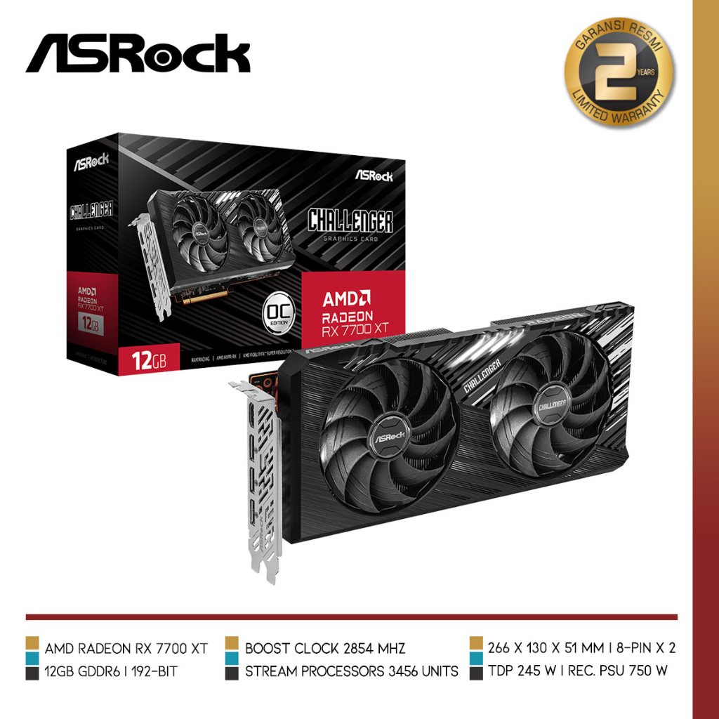 Jual ASROCK AMD Radeon RX 7700 XT Challenger 12GB OC | Shopee Indonesia