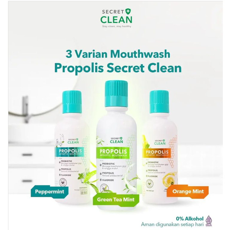 Jual Secret Clean Propolis Antiseptic Mouthwash 150ml / 300ml / 500ml ...