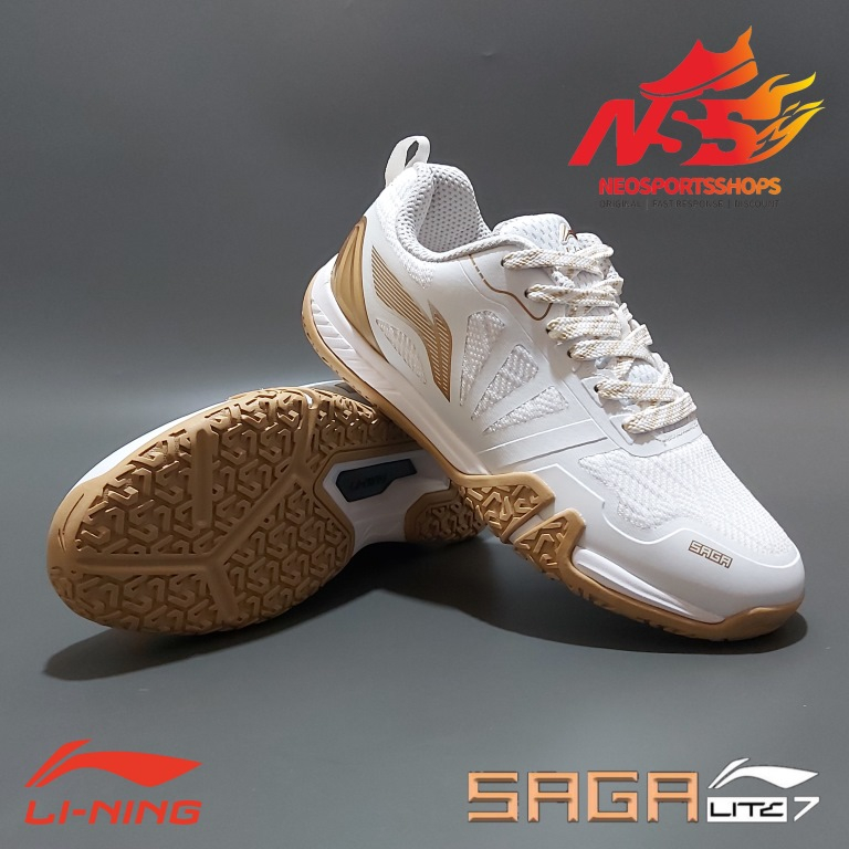 Jual Sepatu Badminton Lining Saga Lite 7 White Gold Original | Shopee ...