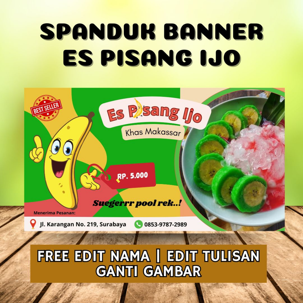 Jual Spanduk Banner Es Pisang Ijo Shopee Indonesia