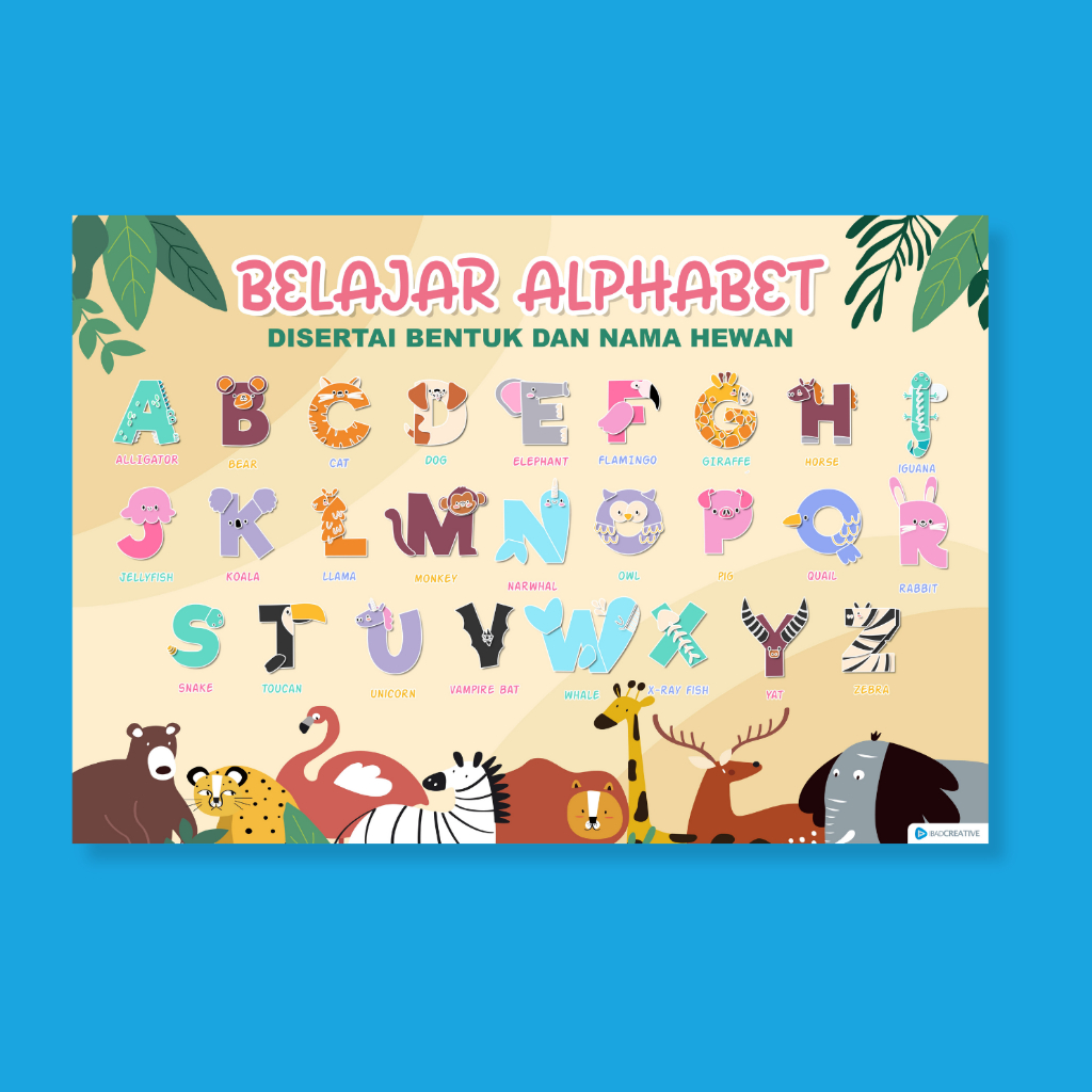 Jual POSTER EDUKASI ANAK TEMA ALPHABET ANIMAL BAHAN PREMIUM TEBAL ...