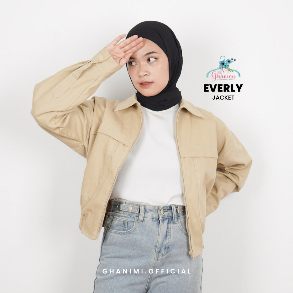 Jual Ghanimi - Everly Jacket (cream)/ Jaket polos / Jaket casual formal / outer polos / jaket ...