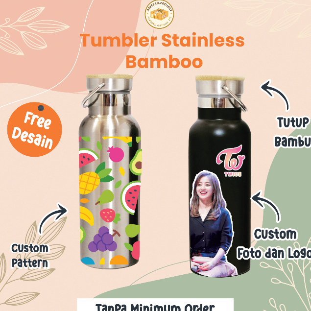 Jual Tumbler Custom TUMBLER STAINLESS BAMBU Cetak Uv Print/Sablon ...