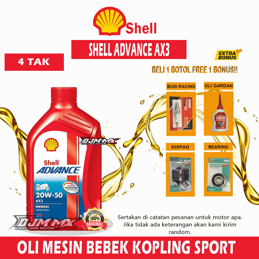 Jual SHELL ADVANCE AX3 20W-50 OLI MOTOR BEBEK 1 LITER 800ML | Shopee ...
