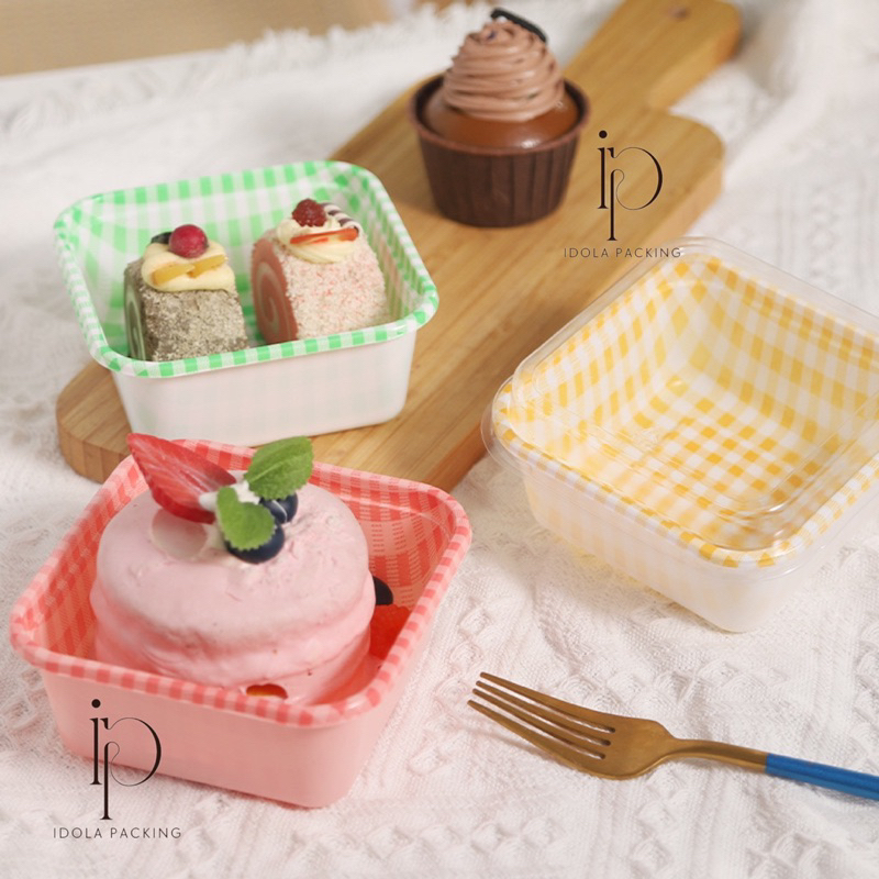 Jual (5pcs) Kotak Mika Kue Bolu Pudding Dessert Box / Korean Bento Cake ...
