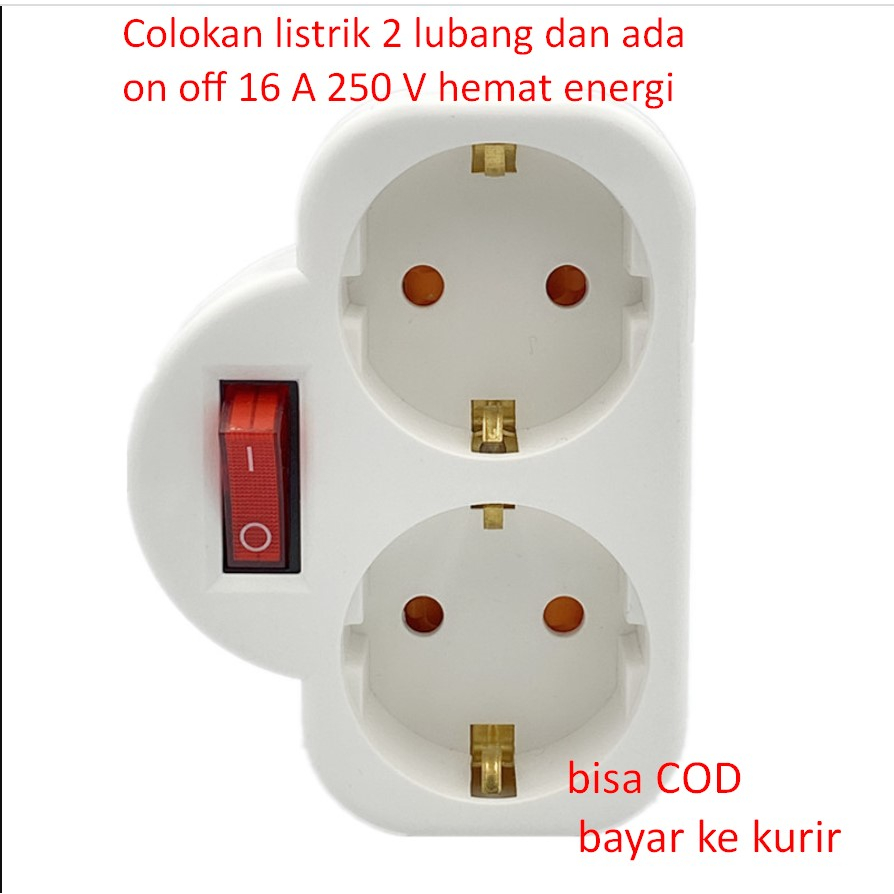Jual Colokan listrik 2 lubang dan ada on off 16 A 250 V hemat energi ...
