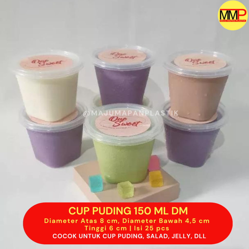 Jual [25 pcs] Thinwall Cup Puding 150ml DM Merpati Kotak / Cup Puding Gelas Pudding | Shopee ...