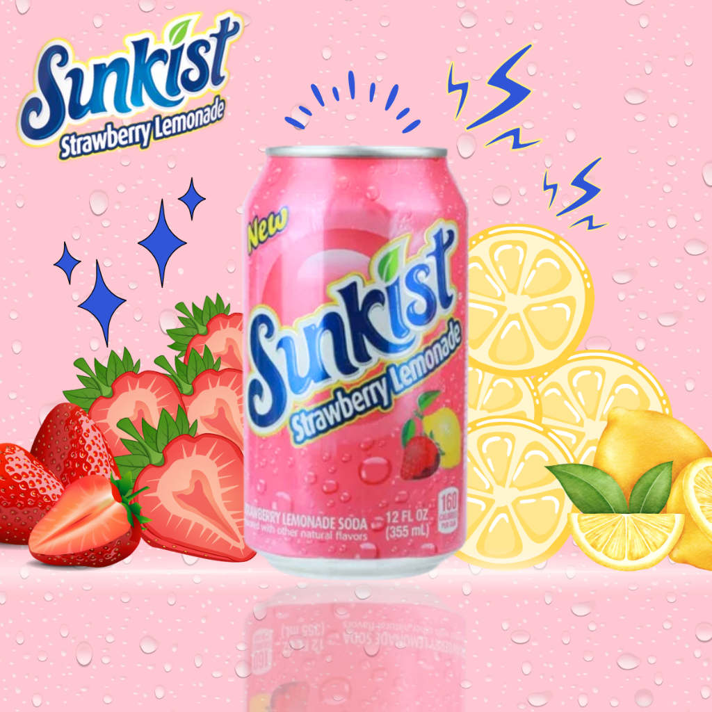 Jual Sunkist Strawberry Lemonade Soda Minuman Soda Import 1 Can ...