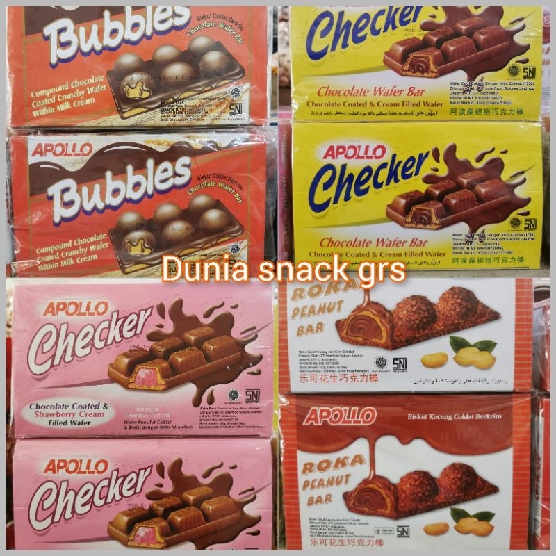 Jual Apollo wafer bar isi 24 dan 12 pcs varian coklat strawbery peanut ...