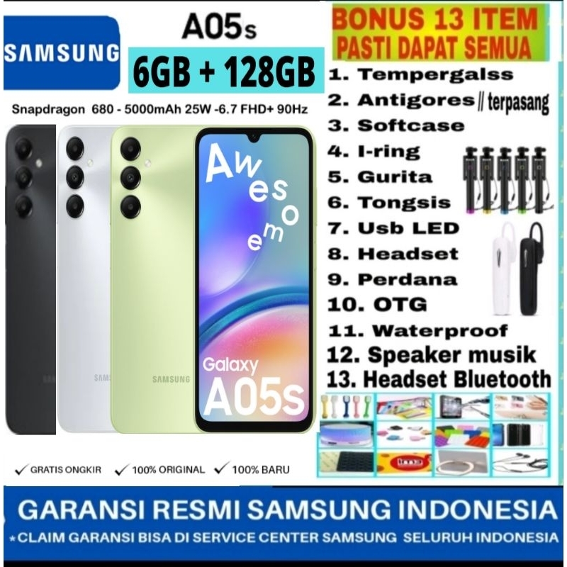 Jual SAMSUNG GALAXY A05 & A05S 6/128 GB RAM 6GB ROM 128GB GARANSI RESMI SAMSUNG | Shopee Indonesia