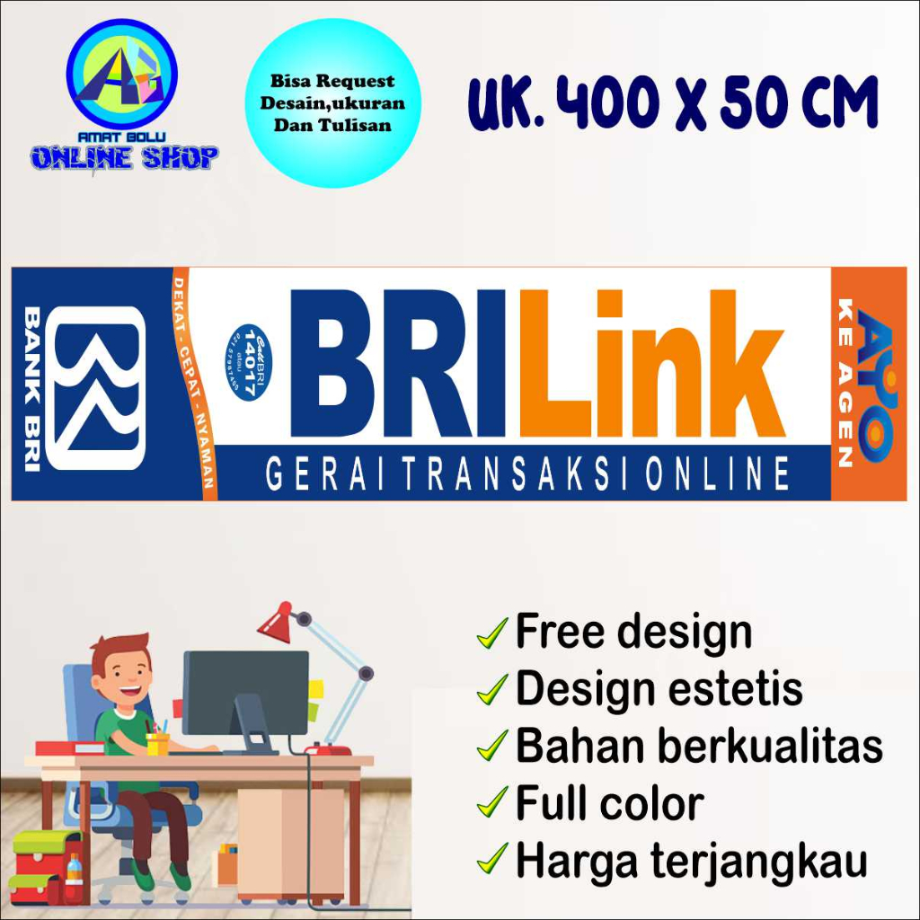 Jual SPANDUK AGEN BRILINK UKURAN 400X50 BISA REQUEST | Shopee Indonesia