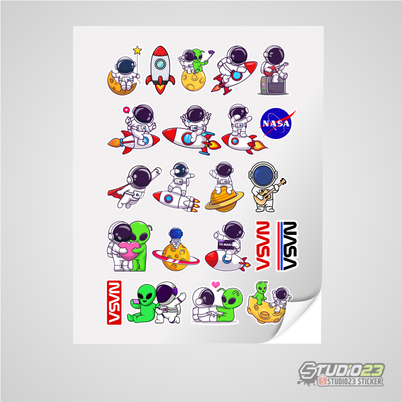 Jual Stiker mini pack Astronot Alien Printcut Hologram | Shopee Indonesia