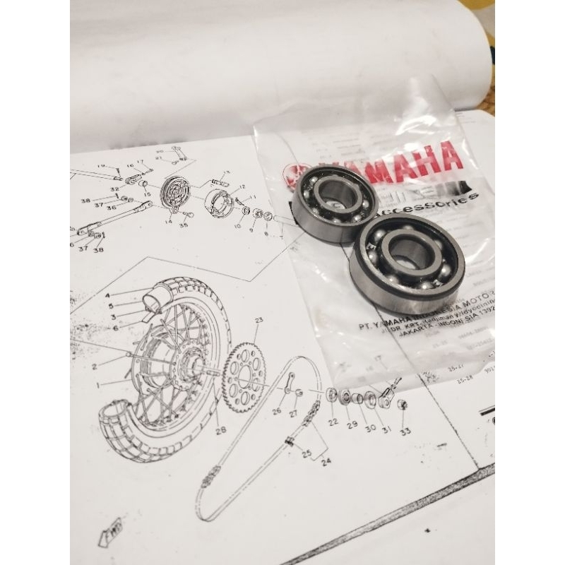Jual Laher Tromol belakang Yamaha DT klaher bearing roda Trail DT100 ...