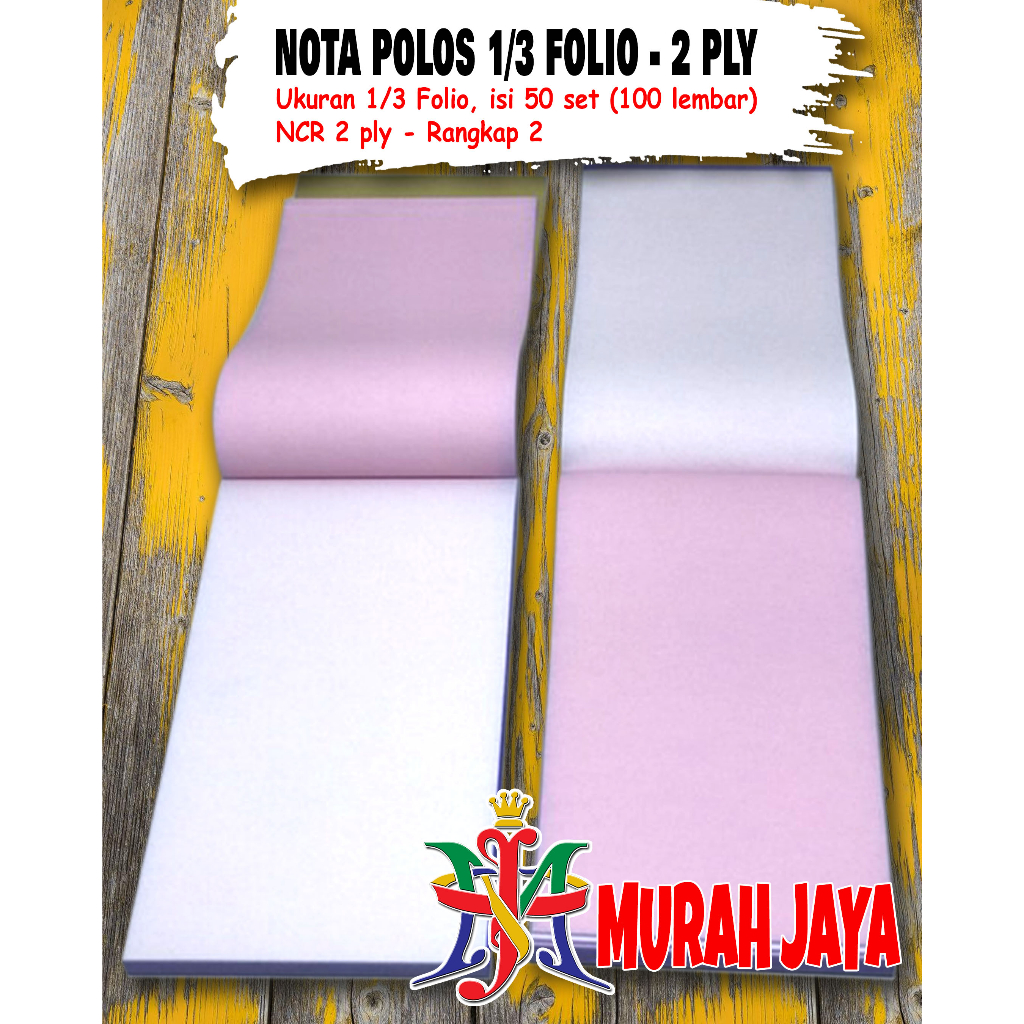 Jual NOTA BON NCR POLOS KOSONG 1/3 FOLIO 2 RANGKAP 2 PLY PUTIH MERAH ...