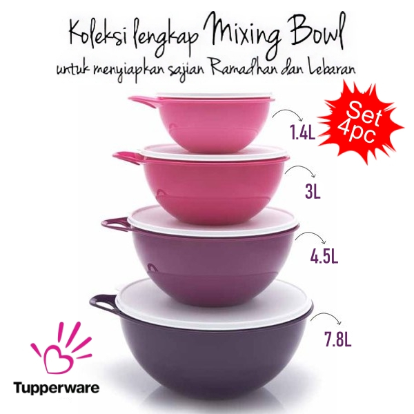 Jual PROMO!! TUPPERWARE MIXING BOWL Set 4PC Baskom Plastik Tupperware ...