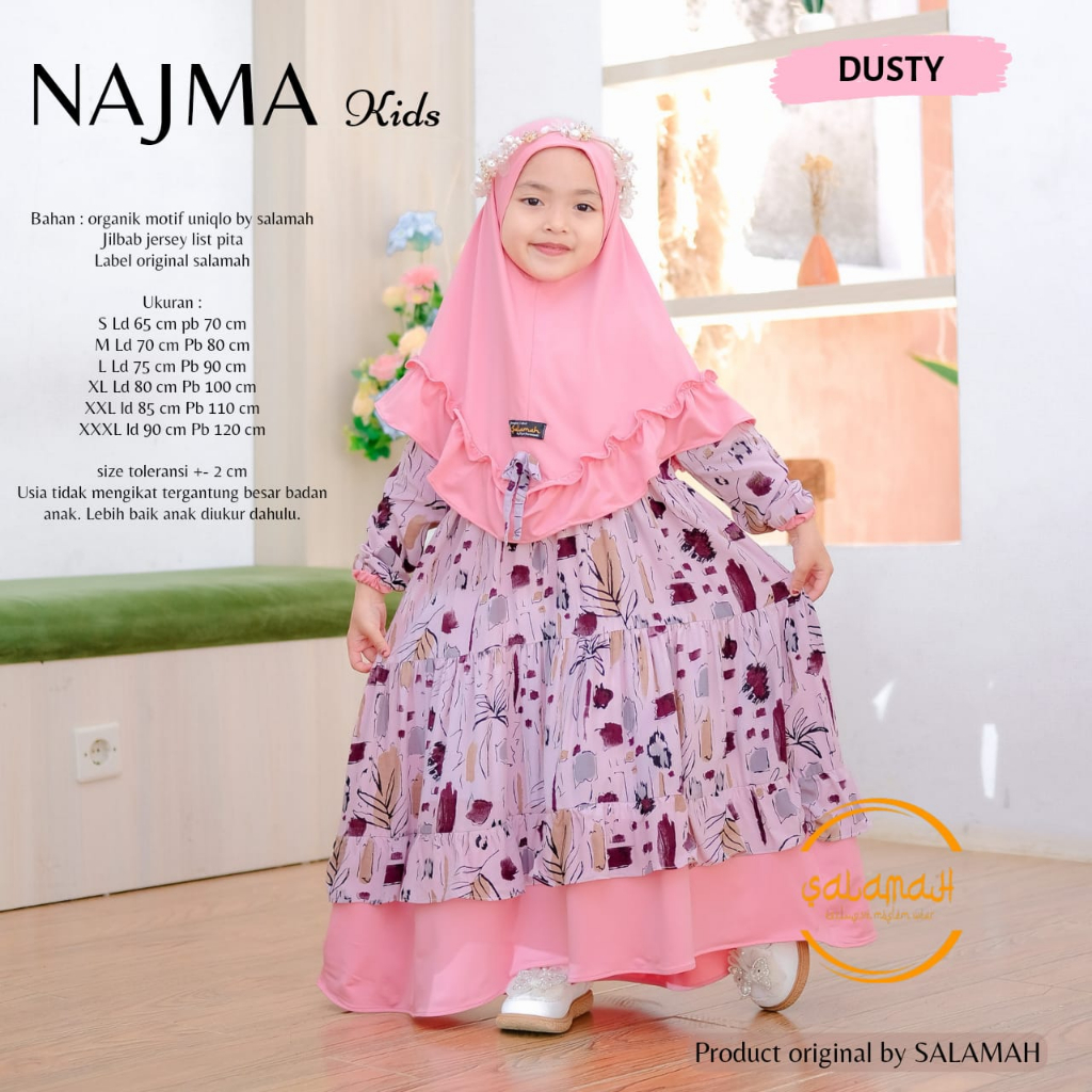 Jual Gamis anak NAJMA KIDS Plus Jilbab Model Syari | usia 2 3 4 5 6 7 8 ...