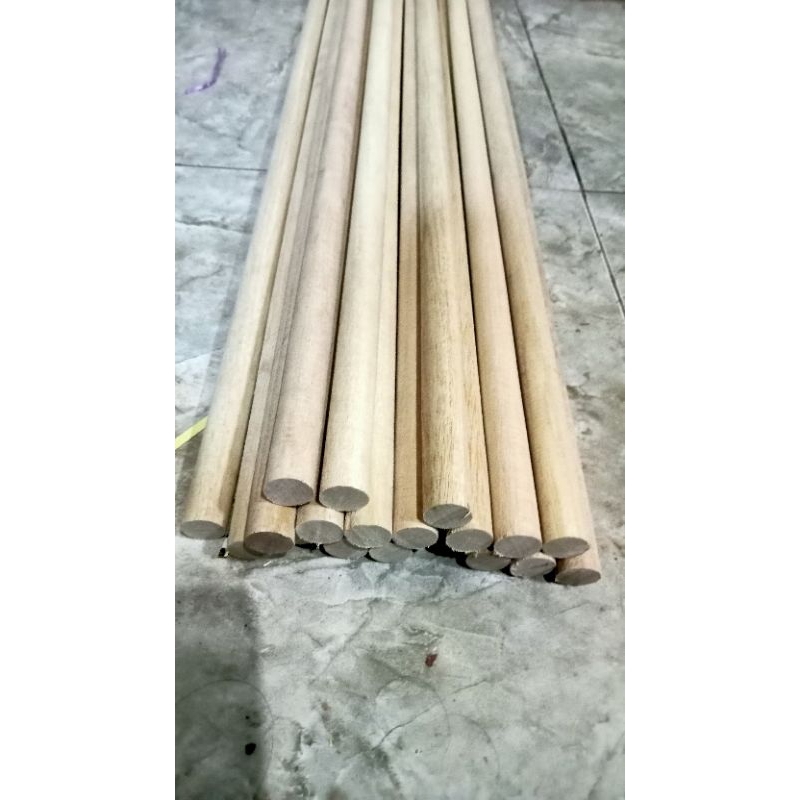 Jual dowel kayu bulat ukuran 3 cm / 30mm , tongkat kayu pramuka sudah ...