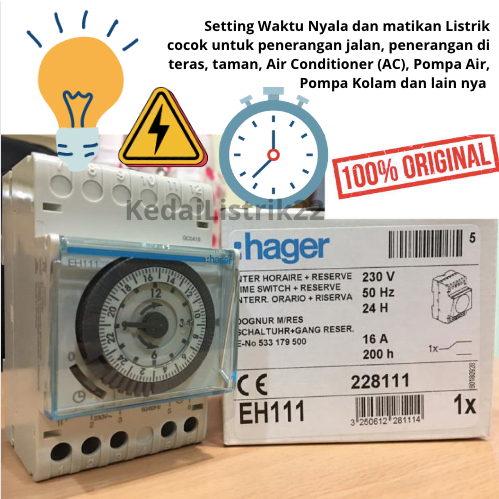 Jual TIMER AUTOMATIS Switch Analog HAGER EH 111, LAMPU TERAS JALAN ...