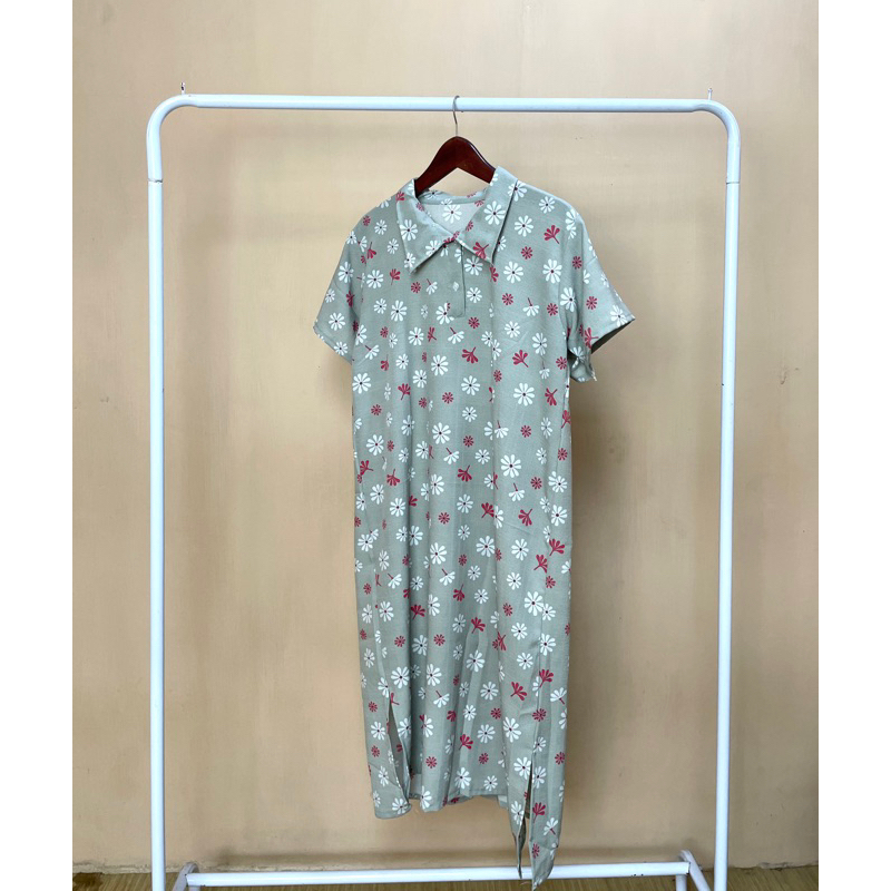 Jual Dress Daster Korean Style Home Dress Crinkle / Midi Dress | Shopee ...