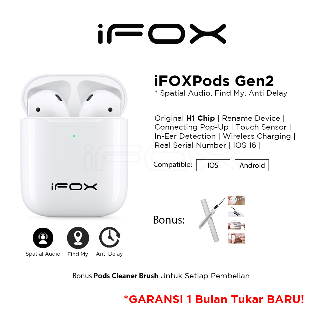 Jual iFOXPods Gen 2 With Charging Case Final Upgrade (IMEI & Serial ...