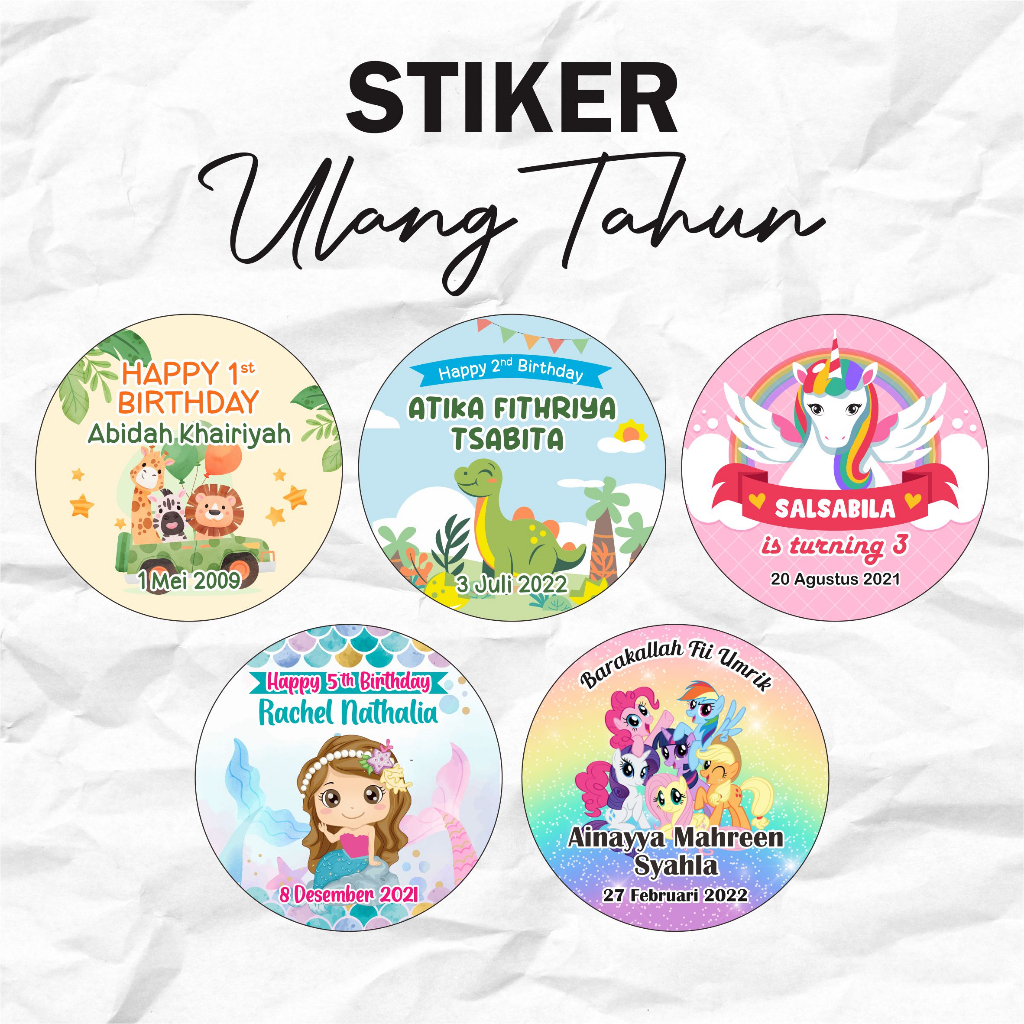 Jual (ukuran 8 cm)stiker ulang tahun/stiker happy birthday/sticker ...