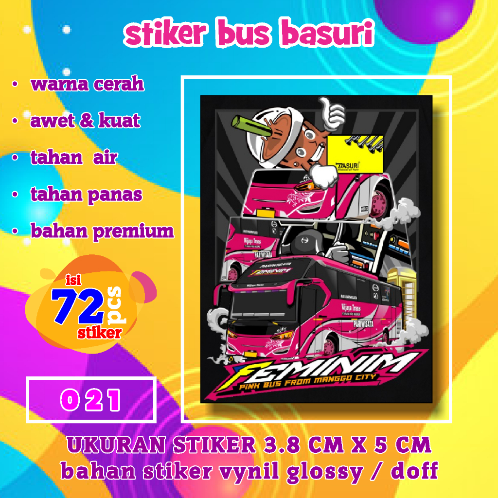 Jual stiker bus basuri feminim [021] warna cerah kuat tidak luntur ...