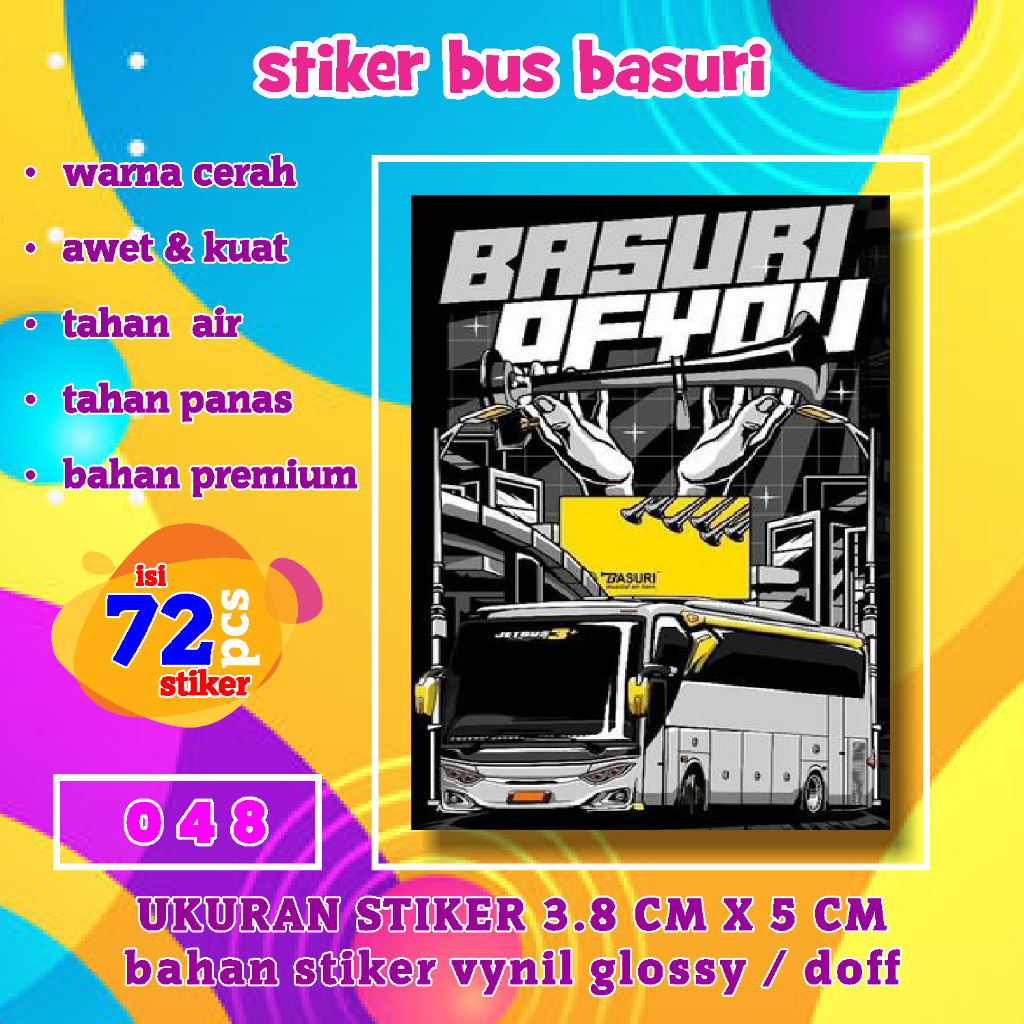 Jual stiker bus basuri basuri offyou [048] warna cerah kuat tidak ...