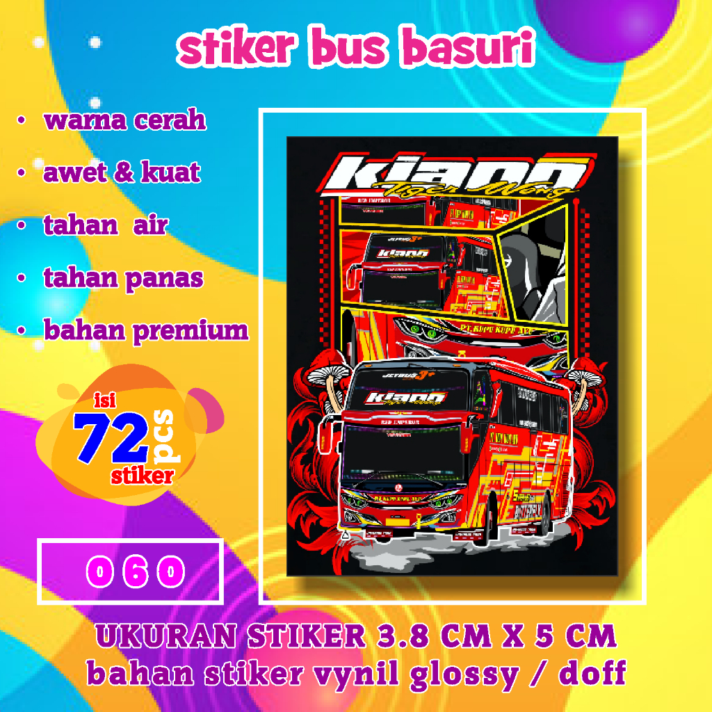 Jual stiker bus basuri kiano [060] warna cerah kuat tidak luntur [vynil ...