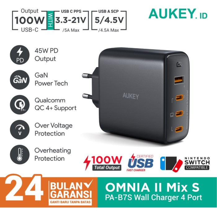 Jual Charger Aukey 4 PORT USB-C PD 100W PPS NEW LIMITED EDITION | Shopee Indonesia