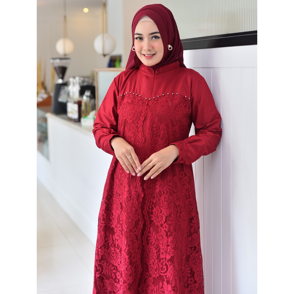 Jual Gamis JUMBO Brukat SABRINA Maxi Dress Bahan Toyobo Original Gamis Kondangan Mewah Pesta ...
