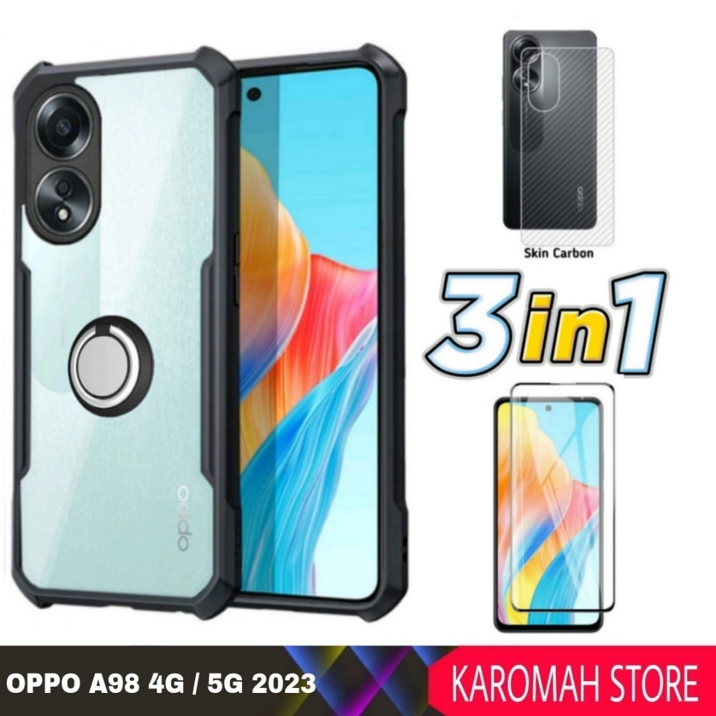 Jual Paket 3 in 1 Case Armor Transparent Tipe Oppo A98 4G / Oppo A98 5G ...