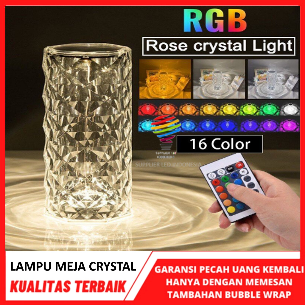 Jual Lampu Hias Meja Crystal RGB 16WARNA REMOTE & TOUCH SENSOR RGB ...