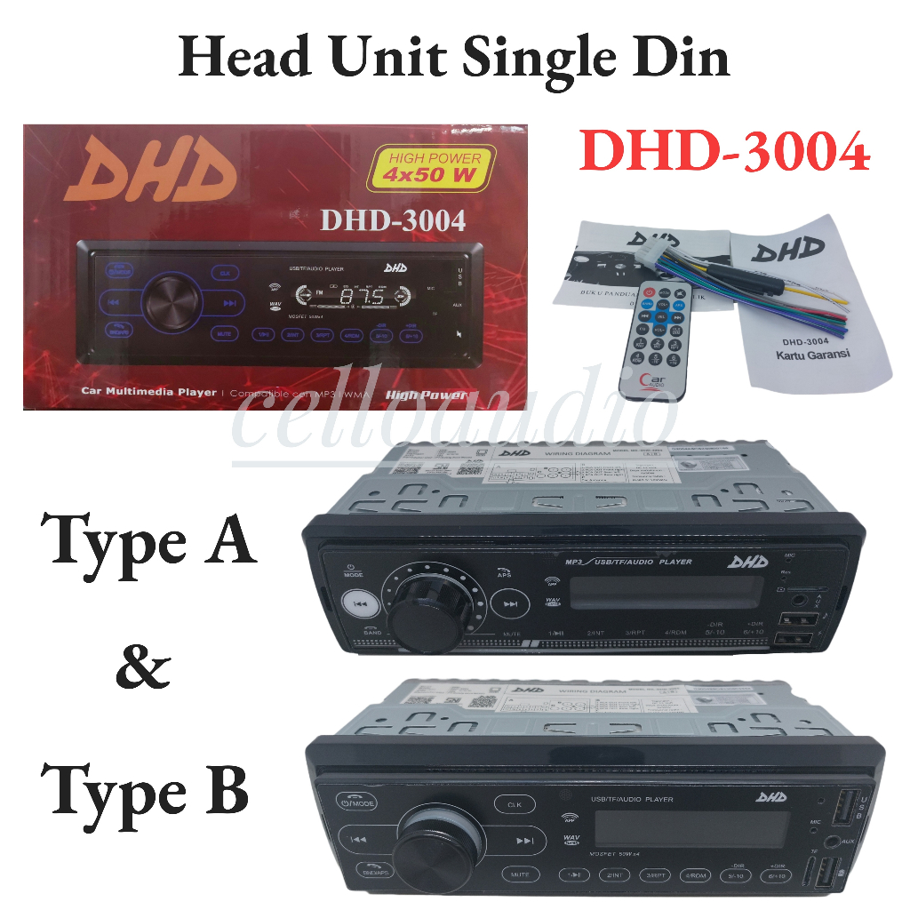 Jual Head Unit Single Din DHD-3004 MP3 Tape Mobil USB Bluetooth Audio ...
