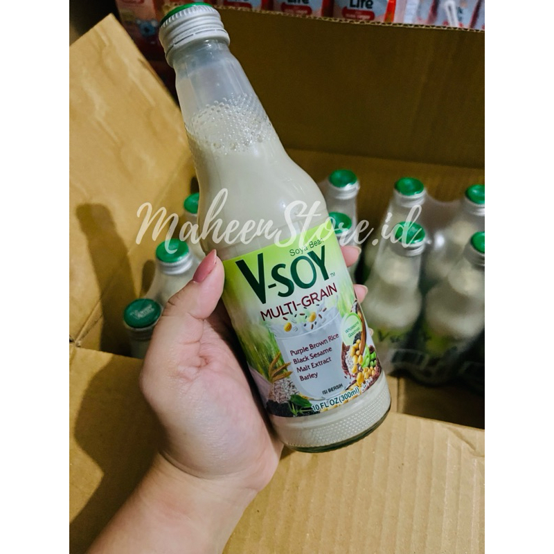 Jual V-Soy Soya Bean botol kaca Multi-Grain 300ml | Shopee Indonesia